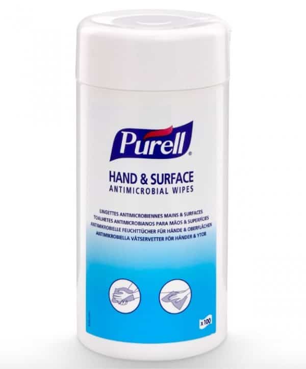 PURELL Hand & Surface Antimicrobial Wipes - 12 tubs x 100 wipes
